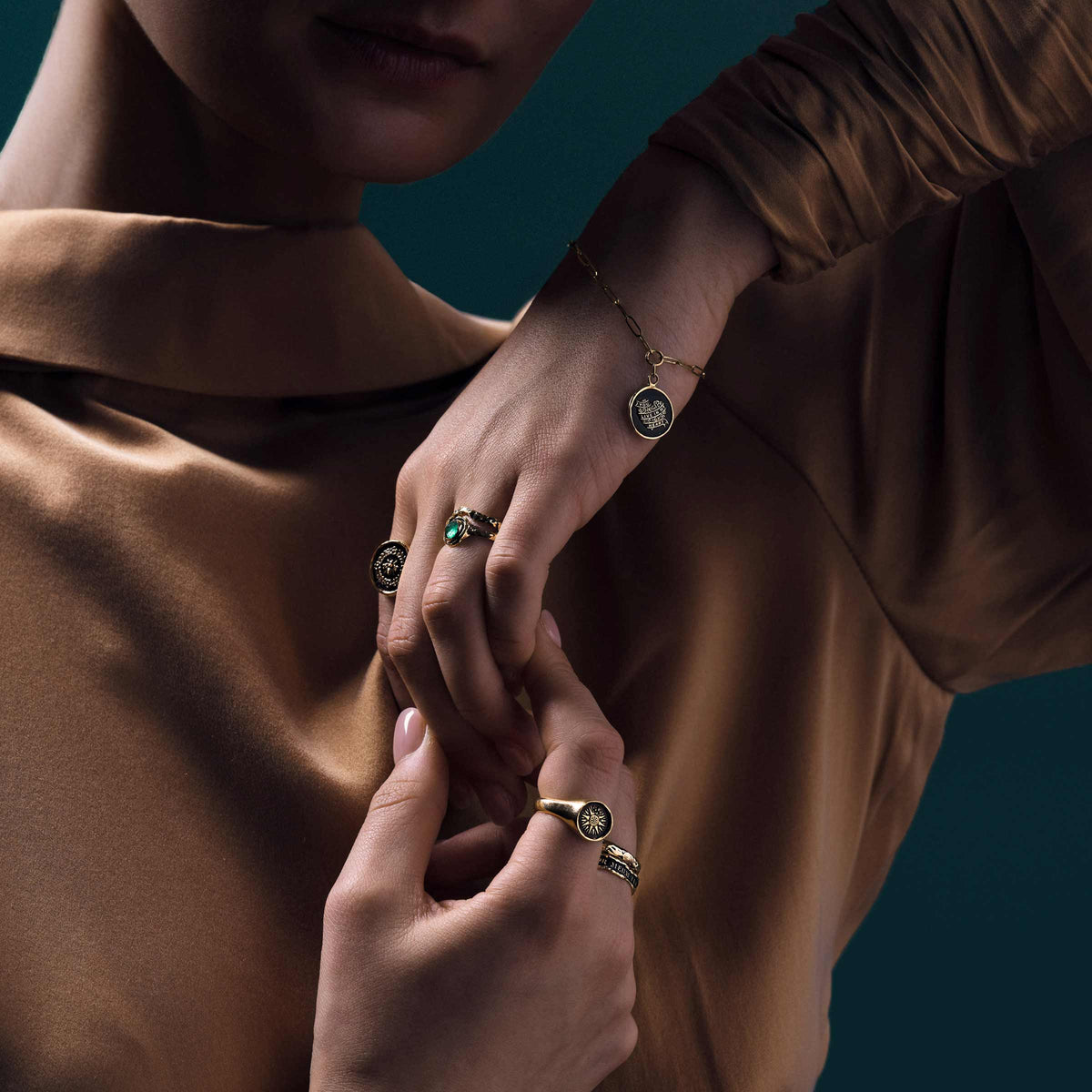 Cor Meum Tuum Est Narrow 14K Gold Textured Band Ring